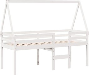 Patrová postel se střechou bílá 90 x 190 cm masivní borovice 3282099