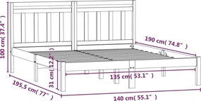 vidaXL Rám postele 135 x 190 cm Double masivní dřevo [3100567] Barva: Přírodní