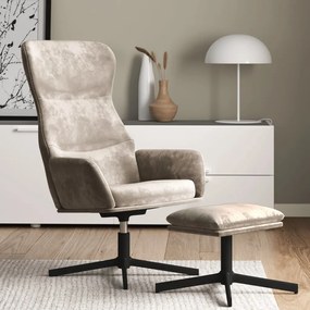 Relaxační křeslo se stoličkou světle šedé samet - Default Title