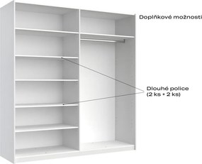 Skříň s posuvnými dveřmi 2,0x2,1m (Dveře Lesklé Bílé), série N Family