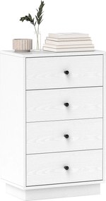 HOMCOM Úzká komoda se 4 šuplíky - Moderní dresser do ložnice 47x29x75 cm Bílá | Aosom
