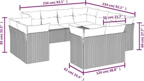 11dílná zahradní sedací souprava s poduškami černá polyratan 3218506