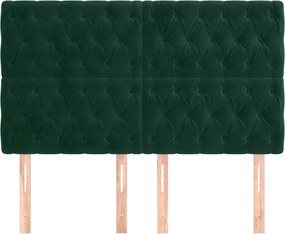 Čelo postele tmavě zelené 160x7x118/128 cm sametové 3116725