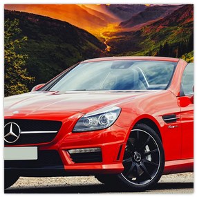 Obraz - červený Mercedes (30x30 cm)