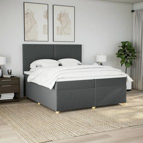 Box spring postel s matrací tmavě šedá 200x200 cm textil 3291381