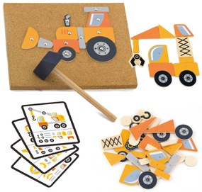 Dřevěná Montessori přibíječka Stavební vozidla 45 kusů Viga Toys