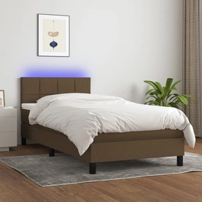 vidaXL Box spring postel s matrací a LED 80 x 200 cm textil [3133113] Barva: tmavě hnědá