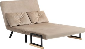 HOMCOM 2místná pohovka s funkcí spaní, 102x73x81cm, s opěradlem nastavitelným v pěti směrech, přehozové polštáře, protiskluzové nožičky, sametový vzh…