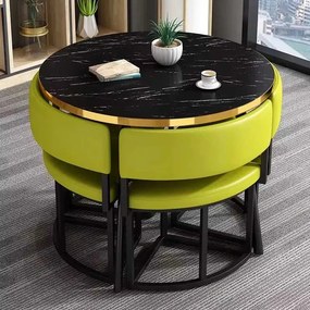 LuxuryForm DESIGN Jídelní set MONTE 4+1 - zelený / černý