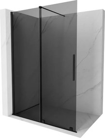 Mexen Velar, sprchová zástěna s posuvnými dveřmi Walk-in 130 x 200 cm, 8mm šedé sklo, černá matná, 871-130-000-43-70