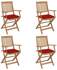 Skládací zahradní židle s poduškami 4 ks masivní akáciové dřevo,  3064638