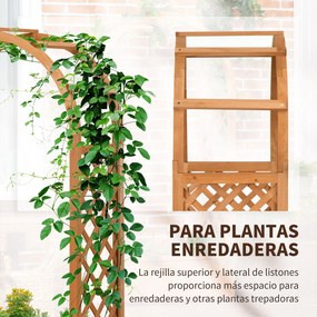 Outsunny Obloukový Květináč s Trellis, Podpora pro Popínavé Rostliny, Květinová Dekorace do Zahrady, Terasy nebo na Balkon 83x36x152 cm Přírodní