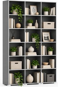 Knihovna SILVER LINE, 3 sloupce, 2230 x 1800 x 400 mm, grafit