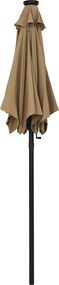 Zahradní slunečník s LED osvětlením taupe 200 x 211 cm hliník 313560