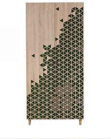 Šatní skříň Kikos III 90 cm dub sonoma/zelená