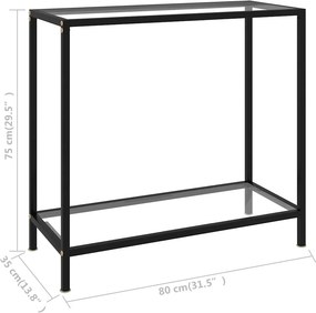 Konzolový stolek transparentní 80 x 35 x 75 cm tvrzené sklo 322831