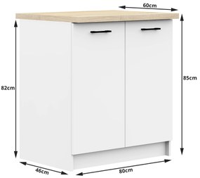Dolní kuchyňská skříňka Ozara S80 2D (bílá). 1069130