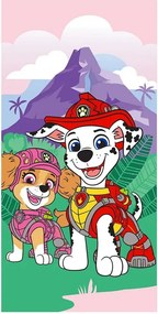 Bavlněná plážová osuška Tlapková patrola – Paw Patrol - motiv Pod dinosauří skálou - 100% bavlna - 70x90 cm