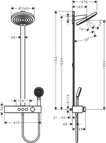 Hansgrohe Pulsify S Showerpipe 260 2jet se ShowerTablet Select 400, matná černá 24240670