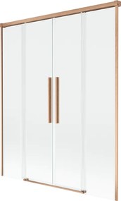Mexen Rox, 2-křídlová posuvná vanová zástěna 160 x 150 cm, 8mm čiré sklo, měděný matný profil, 8C9-160-002-65-00