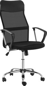 HOMCOM Ergonomická kancelářská židle, herní židle, otočná židle s houpací funkcí, výškově nastavitelné pracovní křeslo, pěna, síťovina, černá, 63 x 6…