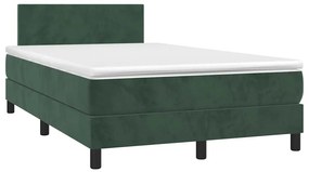 Box spring postel s matrací a LED tmavě zelená 120x190 cm samet 3270144