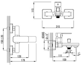 Aqualine - Vanová baterie FACTOR lesklý chrom