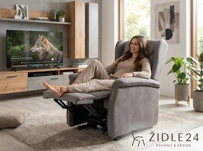Elektrické polohovací TV křeslo ušák FELIX - béžová látka