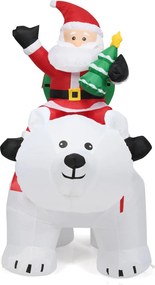 Costway Nafukovací lední medvěd a jezdecký Santa Claus, vánoční figurka s LED