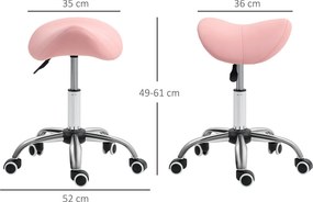 HOMCOM Výškově nastavitelná stolička 49-61 cm pracovní stolička 360° otočná stolička kancelářská stolička pro kancelář, salon, masáž, spa Růžová