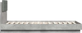 Rám postele s čelem a LED osvětlením betonově šedý 100 x 200 cm 3210027