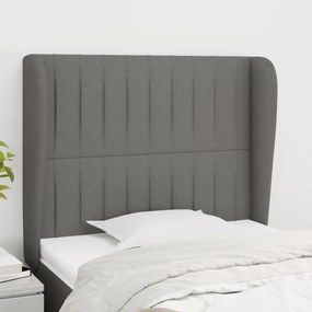 Čelo postele typu ušák tmavě šedé 103x23x118/128 cm textil 3118185