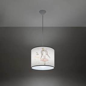 Dětské závěsné svítidlo Princess, 1x plastové stínítko se vzorem, (fi 30cm)