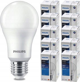 SADA 10 LED žárovek E27 8W 806lm PHILIPS teplá bílá 2700K A60