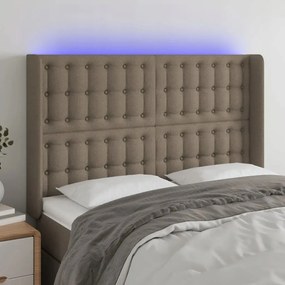 Čelo Postele S Led Tmavě Šedé Textil Taupe 147 x 16 x 118/128 cm