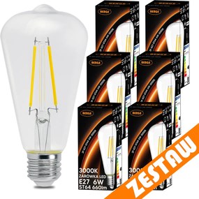 SADA 6x LED žárovka E27 8W 880lm 3000K - teplá bílá