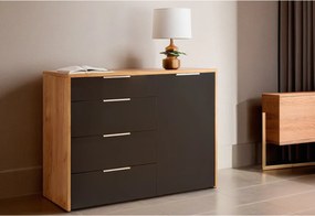Komoda 1dv 4šu Lava / dub kraft Luna