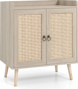 Costway Příborník s ratanovými dvířky kuchyňská skříňka – 67 × 38 × 77 cm