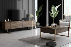 Designový konferenční stolek Hallan 90 cm ořech/zlatý