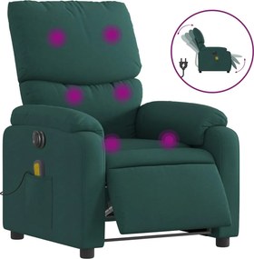 Elektrické masážní polohovací křeslo tmavě zelené textil 3204818