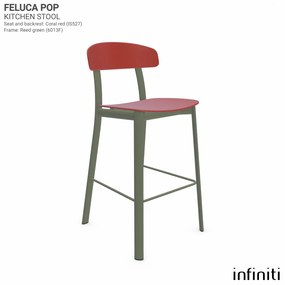Kuchyňská židle Feluca Pop Barva kovové konstrukce: Reed green 6013F, Barva sedáku a opěradla z recyklovaného plastu: Coral red IS527