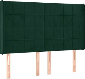 Box spring postel s matrací a LED tmavě zelená 140x200 cm samet 3139568