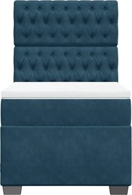 Box spring postel s matrací modrá 90 x 190 cm samet 3293096