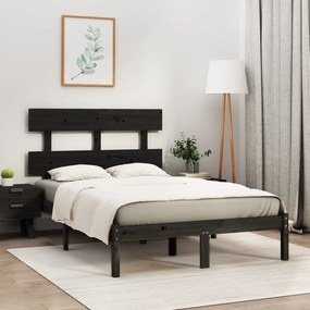 Rám postele černý masivní dřevo 160 x 200 cm,  3104687
