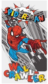 DĚTSKÝ BAVLNĚNÝ RUČNÍK SPIDERMAN 70X140 CM VZOROVANÝ
