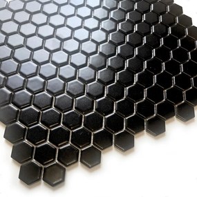 FIN Keramická mozaika černá Mozaika HEXAGON 2 Černá Mat 2,3x2,6 (27,5x30) cm - LAMH23317