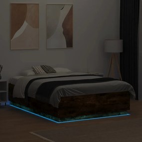 Rám postele s LED osvětlením kouřový dub 120 x 190 cm kompozit 3209657