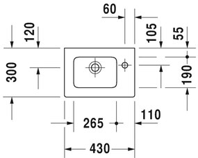 Duravit ME by Starck - Umyvátko do nábytku 430x300 cm, bílá 0723430000