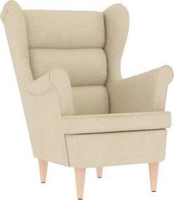 Křeslo s podnožkou krémové textil 3307996