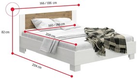 Manželská postel MARKOS + rošt, 180x200, borovice anderson/dub